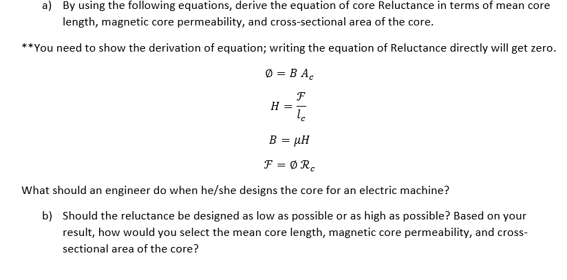 Solved a) By using the following equations, derive the | Chegg.com