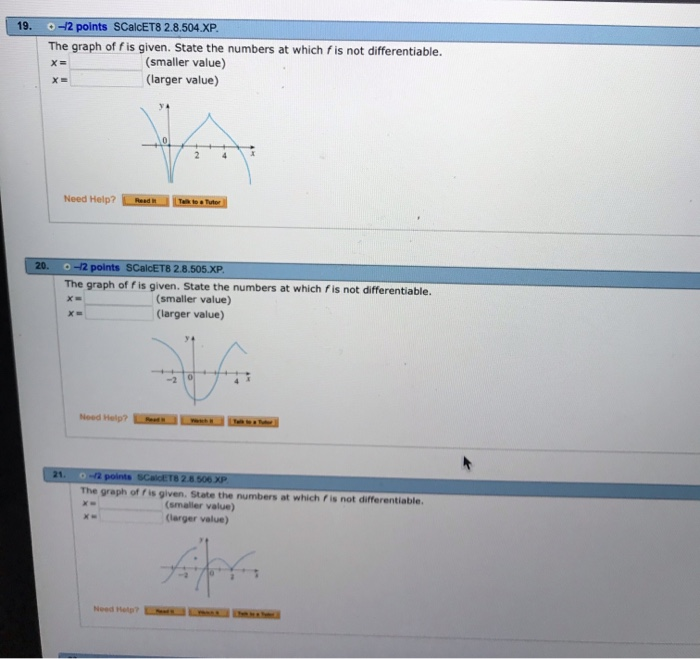 Solved 19. o-2 points SCalcET8 2.8.504.XP. The graph of f is | Chegg.com