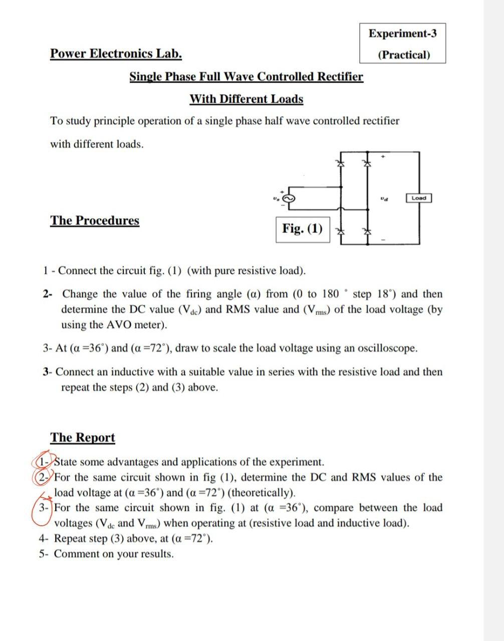Solved Experiment-3 Power Electronics Lab. (Practical) | Chegg.com