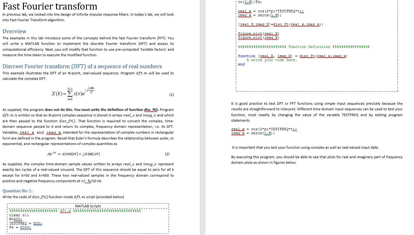 - FFT implementation in MATLAB MATLAB also utilizes | Chegg.com