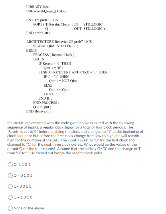 Solved LIBRARY ieee USE ieee.std_logic 164.all ENTITY | Chegg.com
