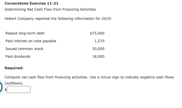Solved Cornerstone Exercise 11-21 Determining Net Cash Flow | Chegg.com Solved Cornerstone Exercise 11-21 Determining Net Cash Flow | Chegg.com