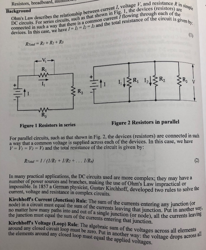 Solved Use Ohm's law to derive Eq. (2) for the parallel | Chegg.com