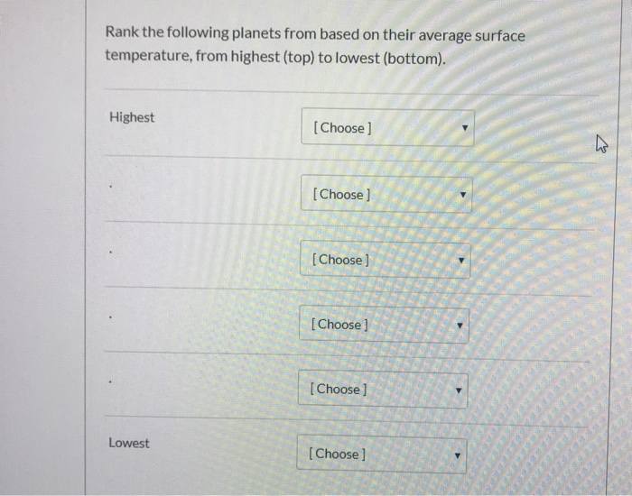 Solved Rank the following objects by size (average | Chegg.com