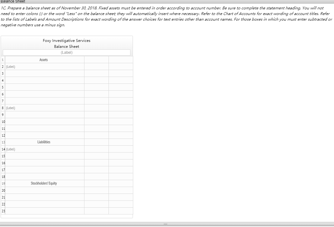 Solved Instructions Chart Of Accounts Labels and Amount | Chegg.com