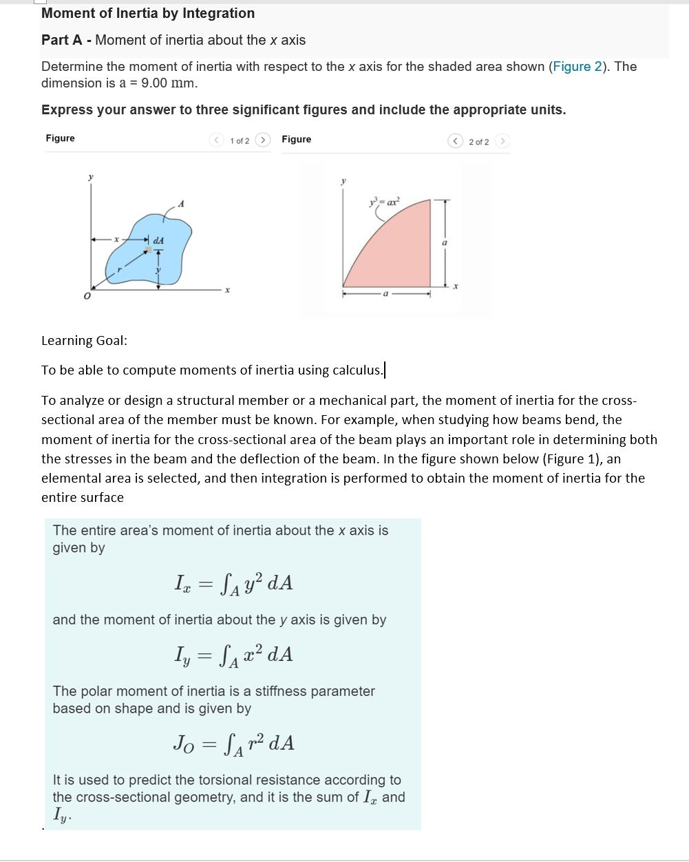 Solved Moment of Inertia by Integration Part A - Moment of | Chegg.com