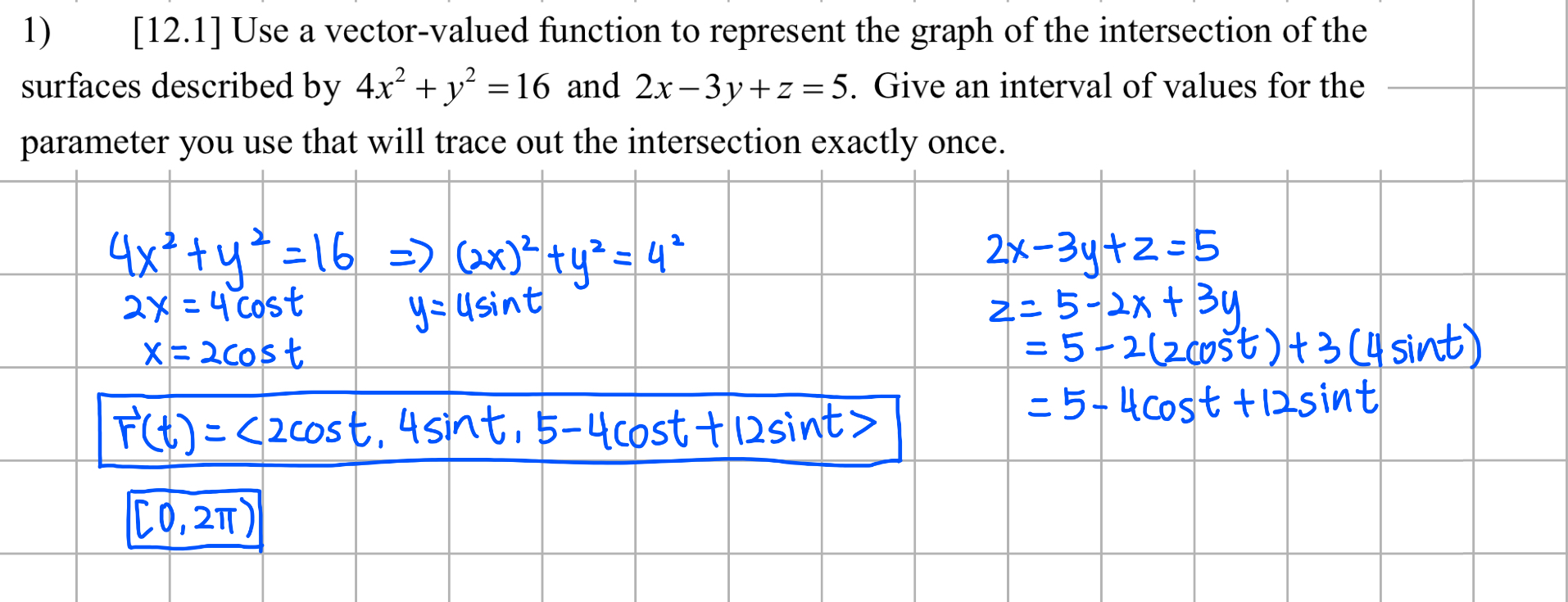 Solved [12.1] ﻿Use a vector-valued function to represent the | Chegg.com