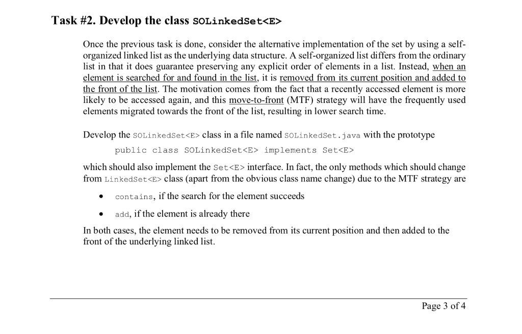 Task #1. Develop the class LinkedSet Assuming you | Chegg.com