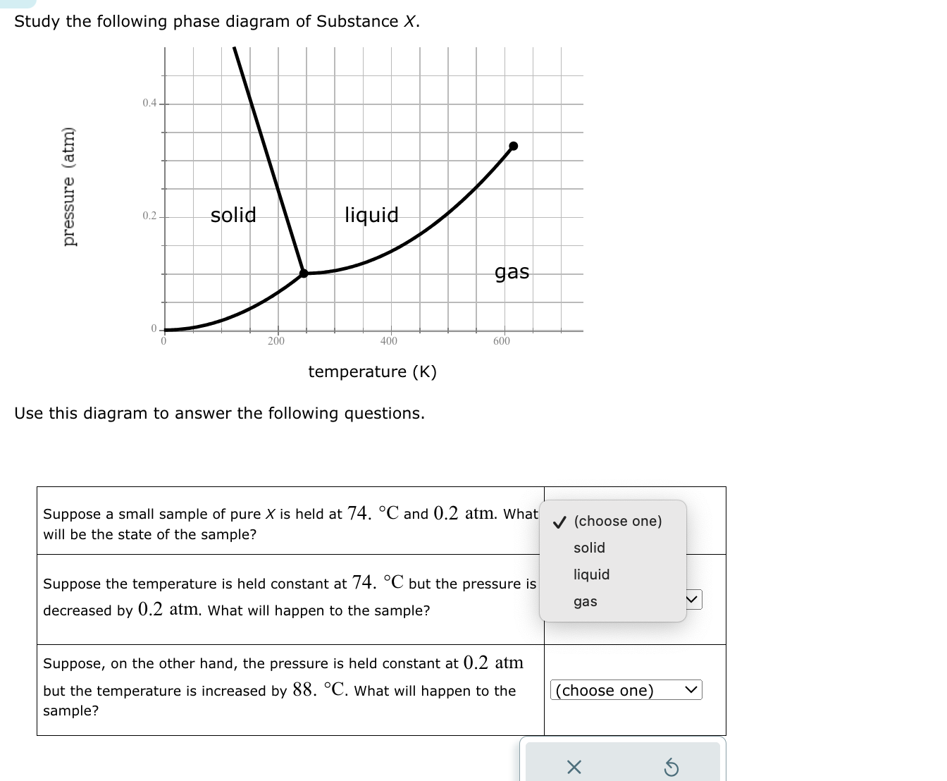 Solved Study the following phase diagram of Substance X. Use | Chegg.com