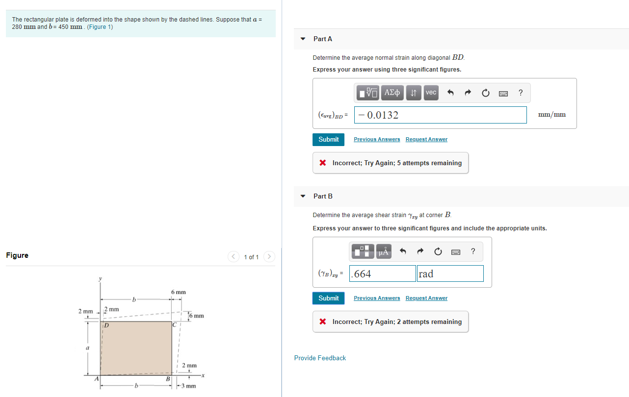 Solved The rectangular plate is deformed into the shape | Chegg.com