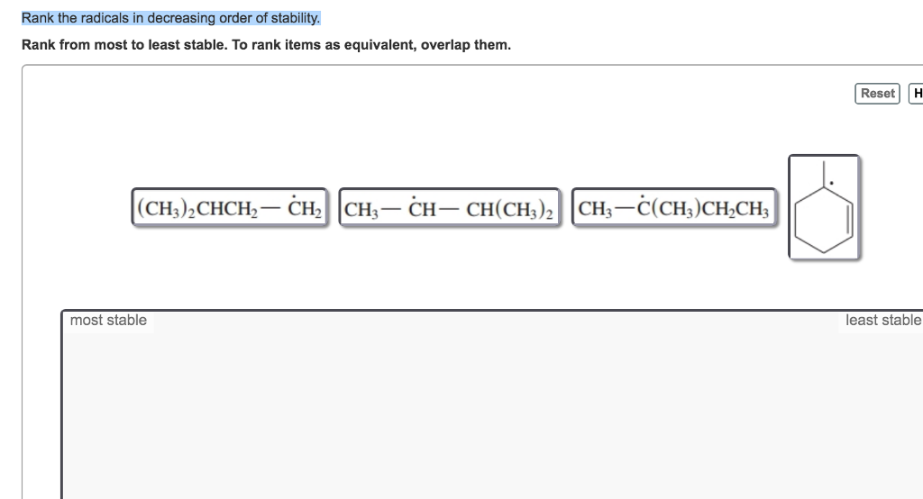 Solved Rank the radicals in decreasing order of stability. | Chegg.com