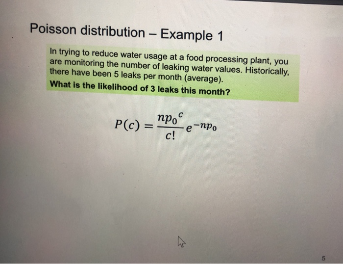 Solved Poisson distribution - Example 1 In trying to reduce | Chegg.com
