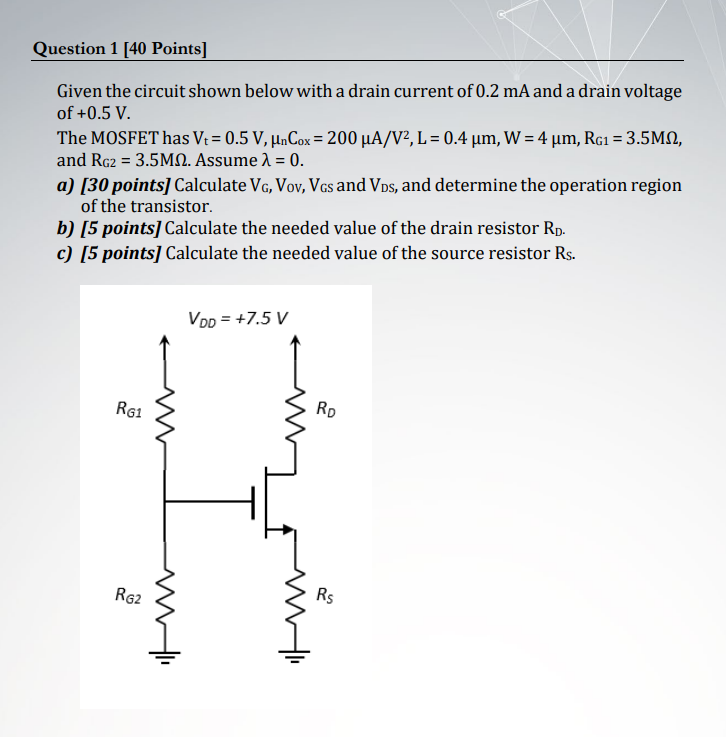 Solved Question 1 [40 Points] = Given the circuit shown | Chegg.com