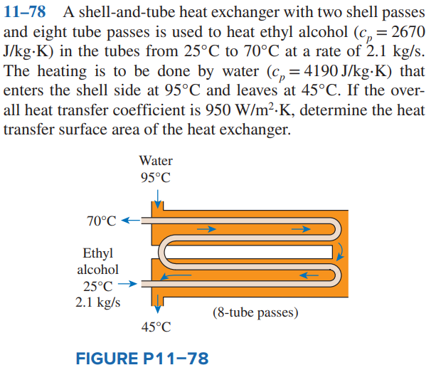 Solved 11-78 A shell-and-tube heat exchanger with two shell | Chegg.com