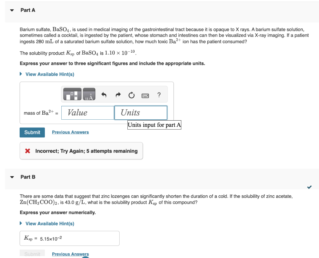 Solved Barium sulfate, BaSO4, is used in medical imaging of | Chegg.com