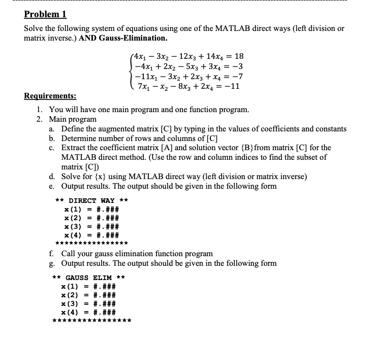 Solved Problem 1 Solve the following system of equations | Chegg.com