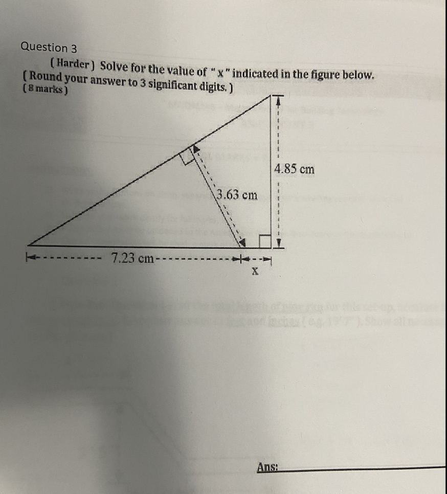 Solved Question 3 (Harder] Solve for the value of " x " | Chegg.com