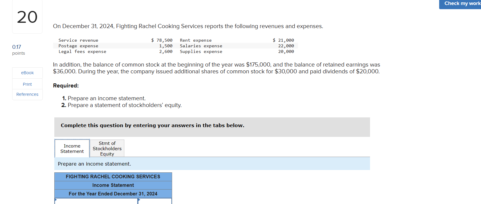 Solved On December 31, 2024, Fighting Rachel Cooking | Chegg.com