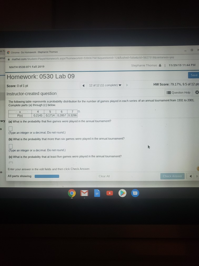 Solved MATH 0530-071 Fall 2019 Stephanie Thomas & 11/29/19 | Chegg.com