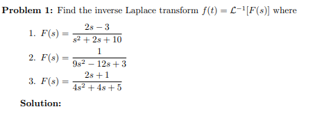 Solved Problem 1: Find the inverse Laplace transform | Chegg.com