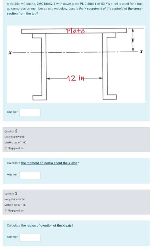Solved A double-MC shape, 2MC18X42.7 with cover plate PL | Chegg.com