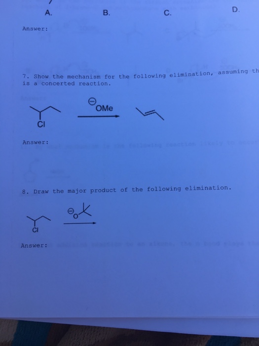Solved Show the mechanism for the following elimination, | Chegg.com
