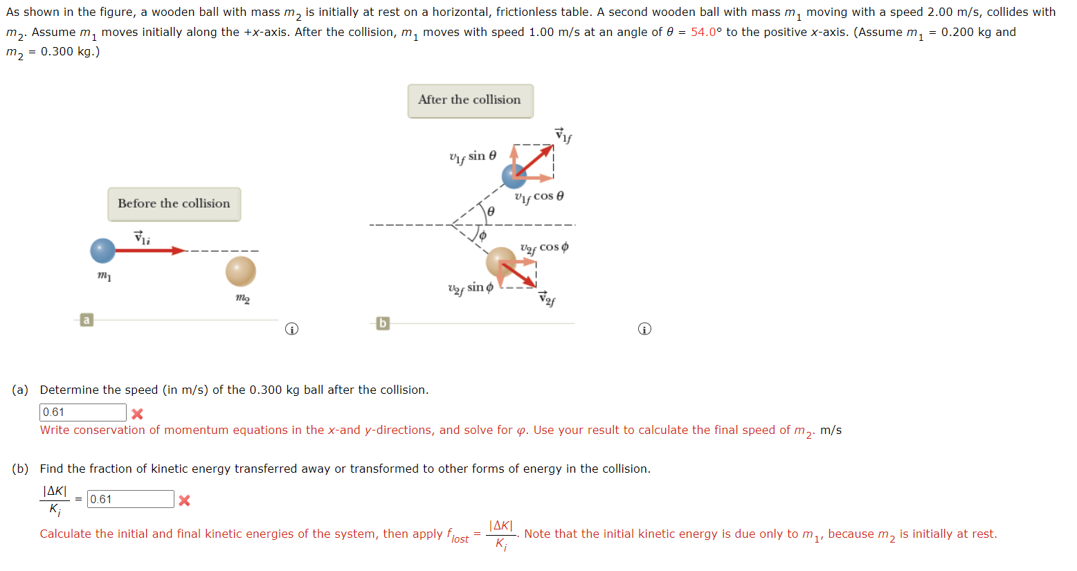 Solved {:m2=0.300(kg).)After the collisiona(i)(a) ﻿Determine | Chegg.com