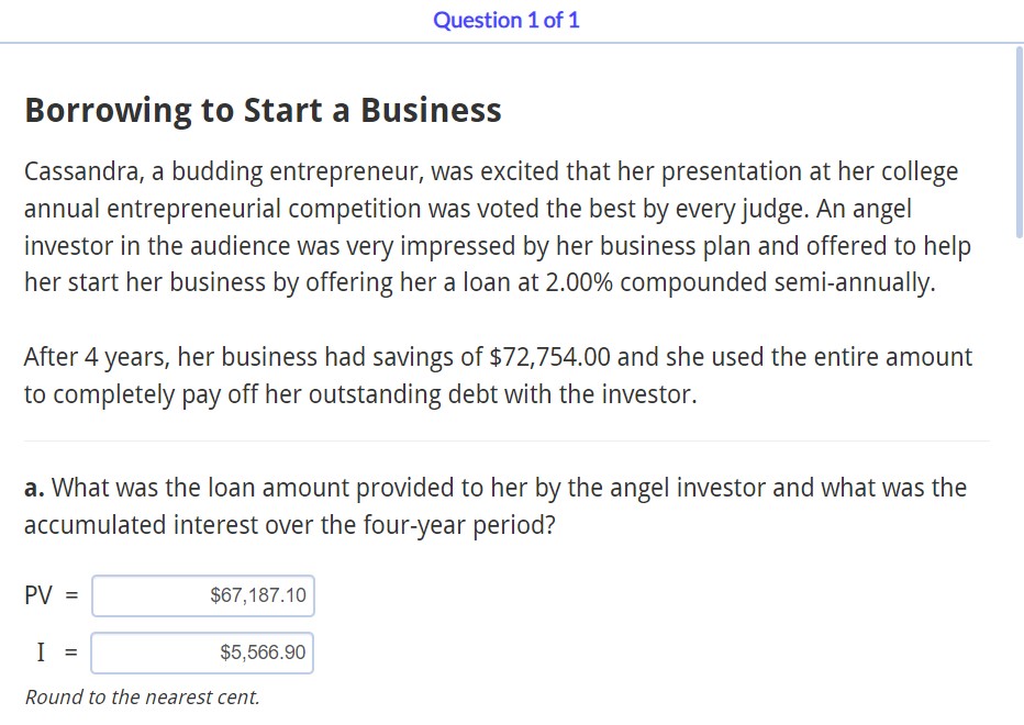 Solved Borrowing to Start a Business Cassandra, a budding | Chegg.com