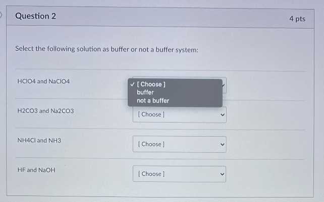 Solved Question 2 4 pts Select the following solution as | Chegg.com