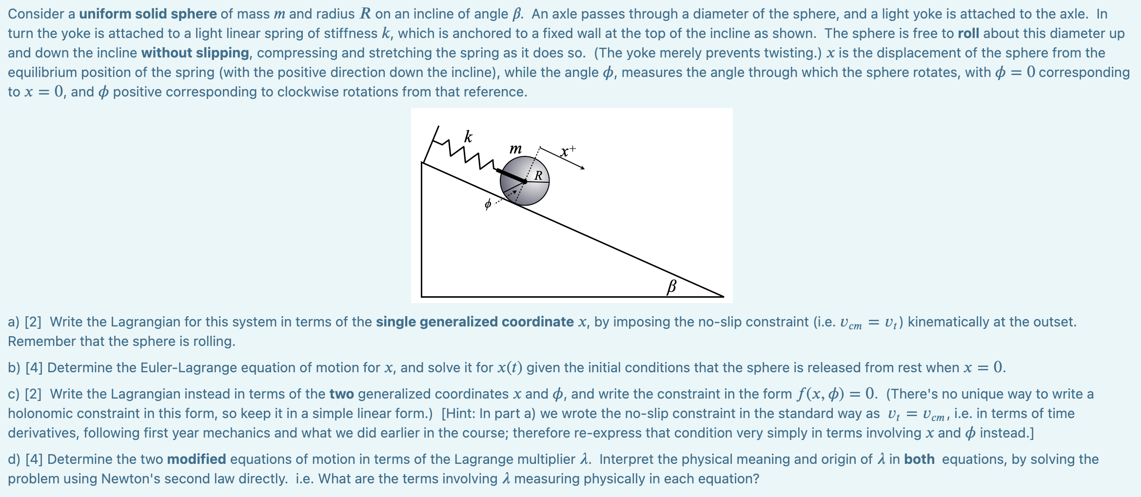 Solved Consider a uniform solid sphere of mass m and radius | Chegg.com
