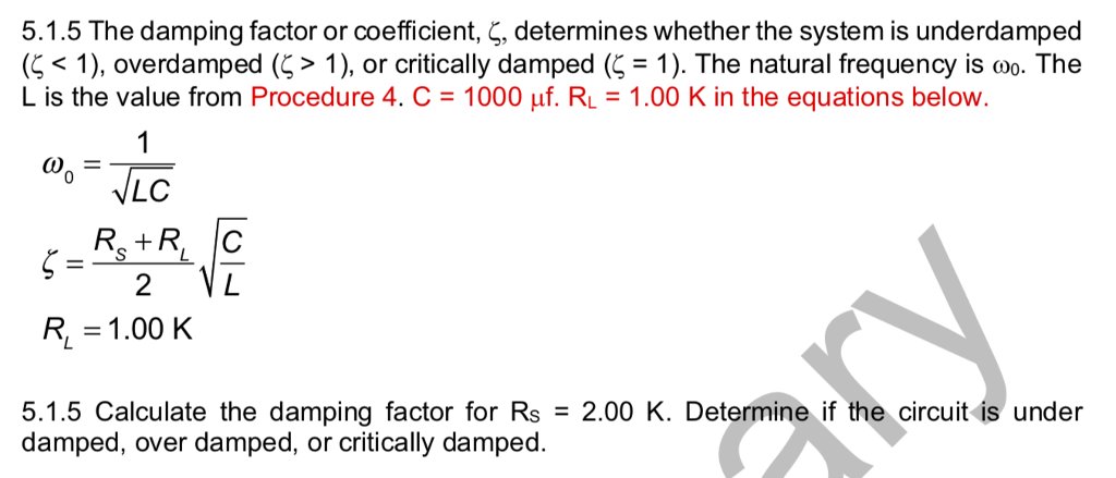Solved 5.1.5 The damping factor or coefficient, g, | Chegg.com