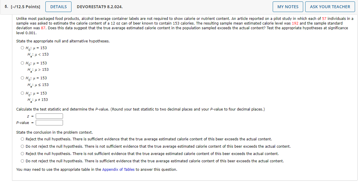 Solved 5. [-/12.5 Points] DETAILS DEVORESTATO 8.2.024. MY | Chegg.com