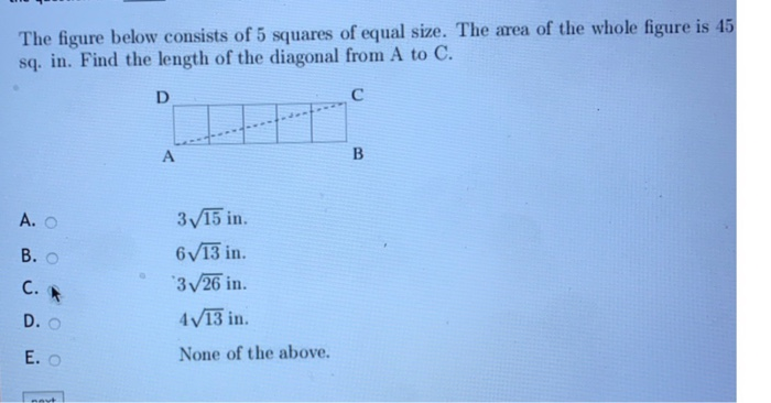 Solved e figure below consists of 5 squares of equal size. | Chegg.com
