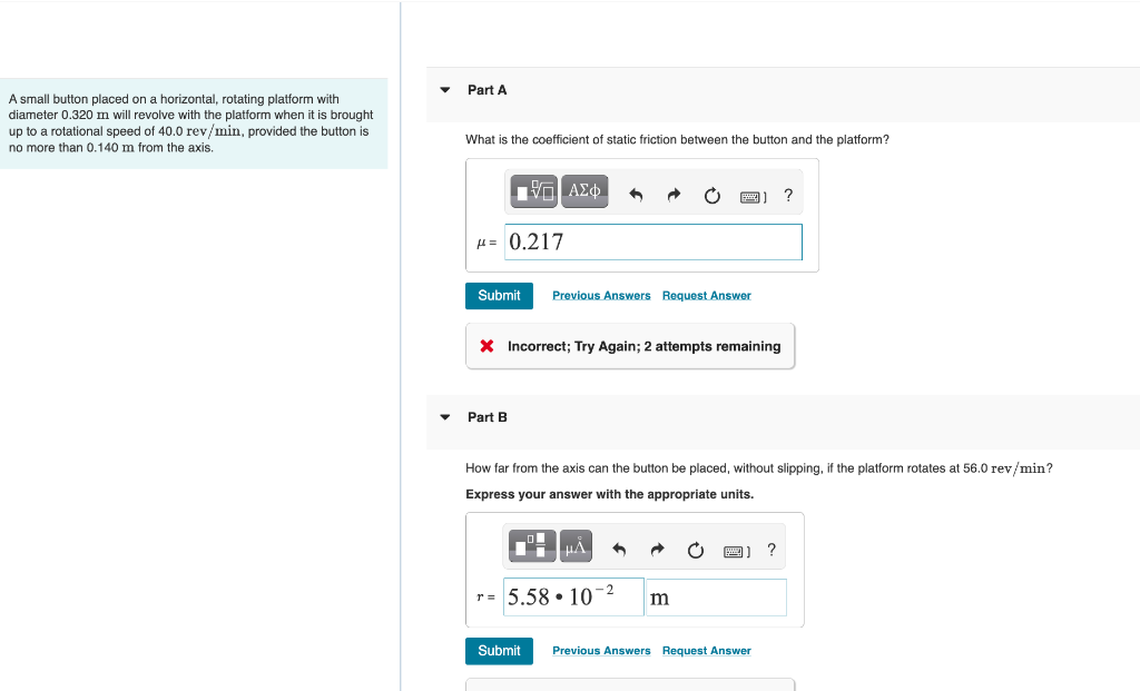 Solved A small button placed on a horizontal, rotating | Chegg.com