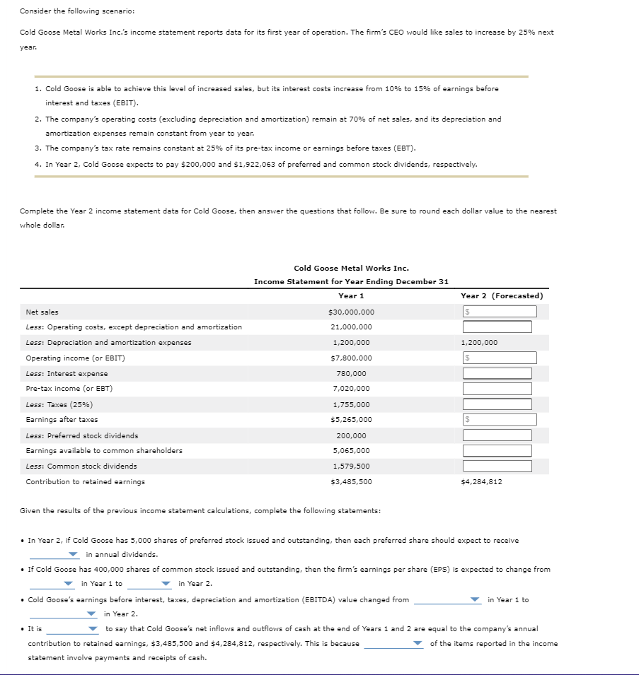 Solved Consider the following scenario: Cold Goose Metal | Chegg.com