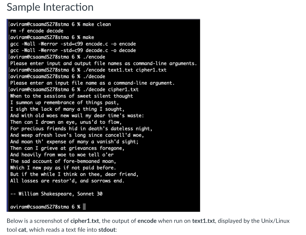 Solved This project implements a simple encoding and | Chegg.com