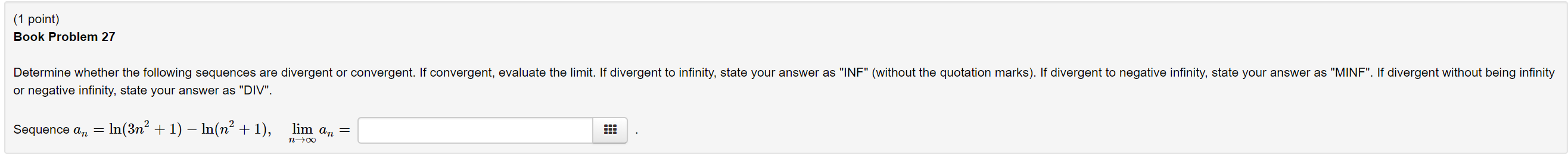 Solved (1 point) Book Problem 27 Determine whether the | Chegg.com