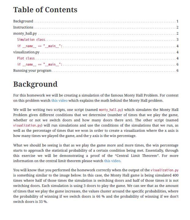 Table of Contents 1 2 2 3 Background Instructions | Chegg.com