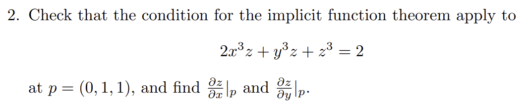 Solved Check that the condition for the implicit function | Chegg.com