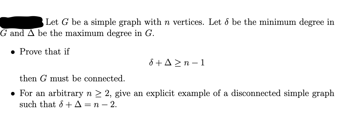 Solved Let G be a simple graph with n vertices. Let d be the | Chegg.com