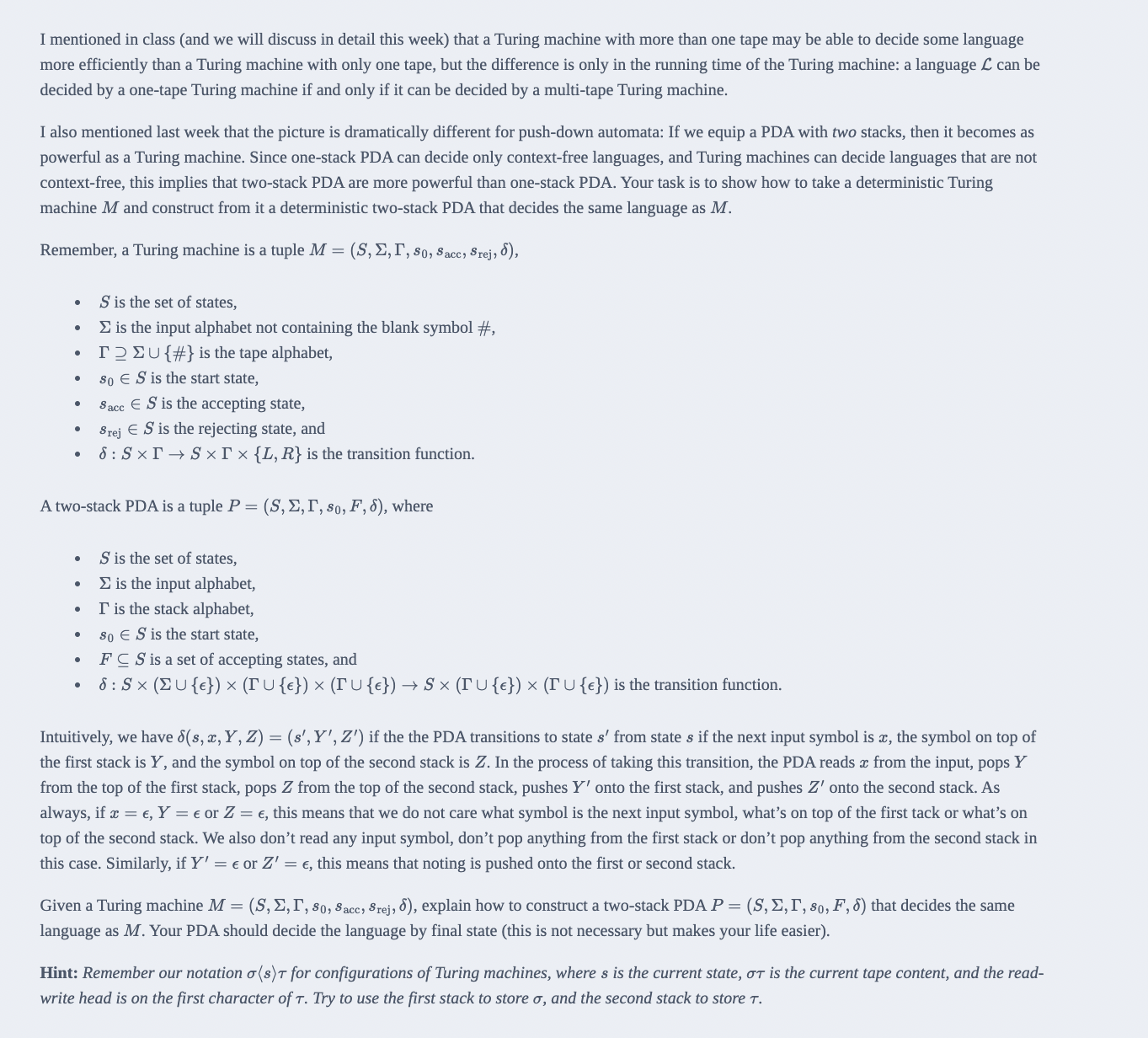 Solved I mentioned in class (and we will discuss in detail | Chegg.com