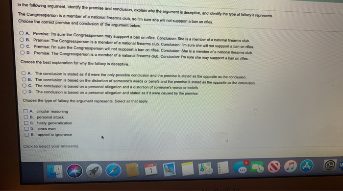 Solved In the following argument, identify the premise and | Chegg.com