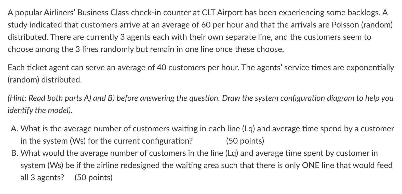 Solved A popular Airliners' Business Class check-in counter | Chegg.com
