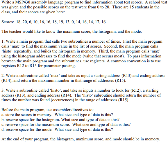 Write A Msp430 Assembly Language Program To Was Given