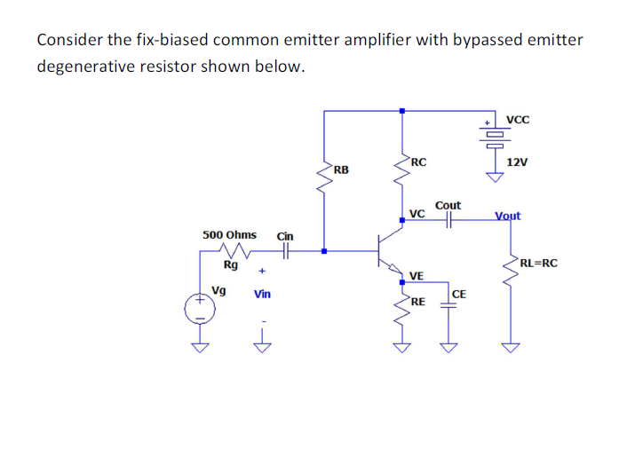 Solved Consider the fix-biased common emitter amplifier with | Chegg.com