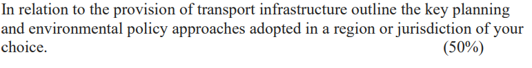 Solved In relation to the provision of transport | Chegg.com