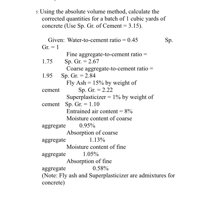 Solved s. Using the absolute volume method, calculate the | Chegg.com