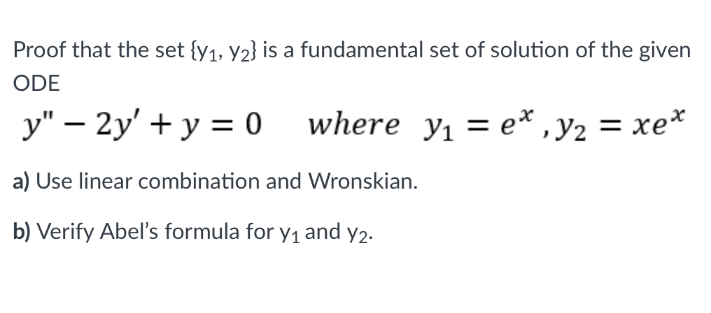 Solved Proof that the set {y₁, Y2} is a fundamental set of | Chegg.com