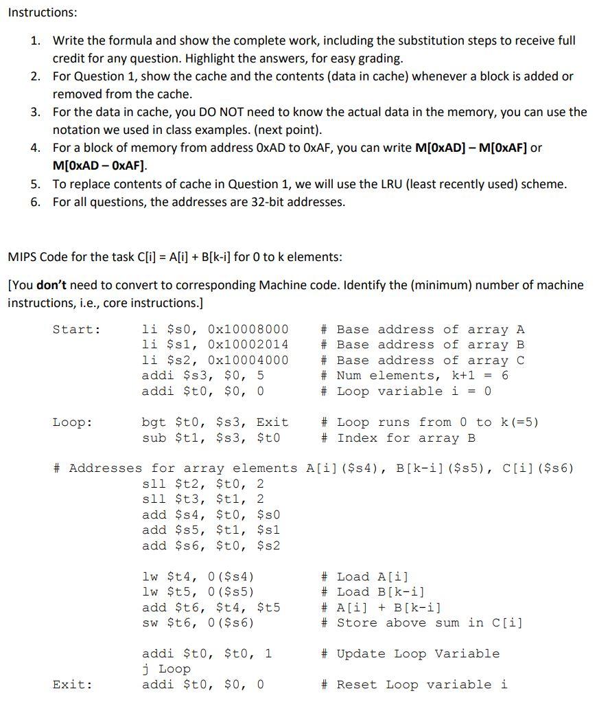 Solved Instructions: 1. Write the formula and show the | Chegg.com