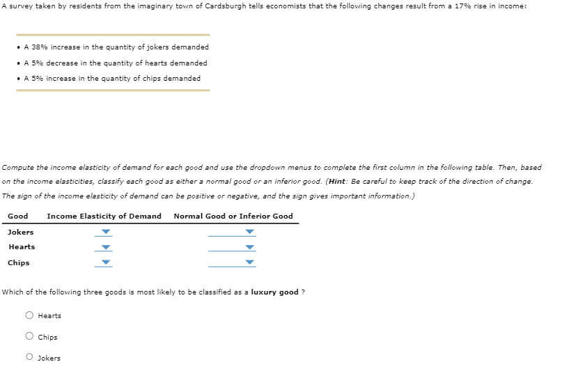 Solved Compute the income elasticity of demand for each good | Chegg.com